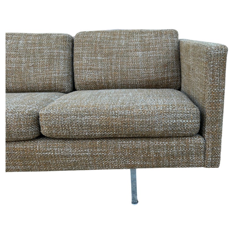 Mid-Century Danish Modern Cube 3 Seat Sofa in Brown Woven Upholstery ...