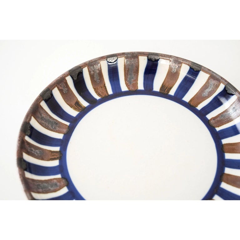 Midcentury Danish Modern Dansk Brown and Blue Striped Ceramic Bowl For ...