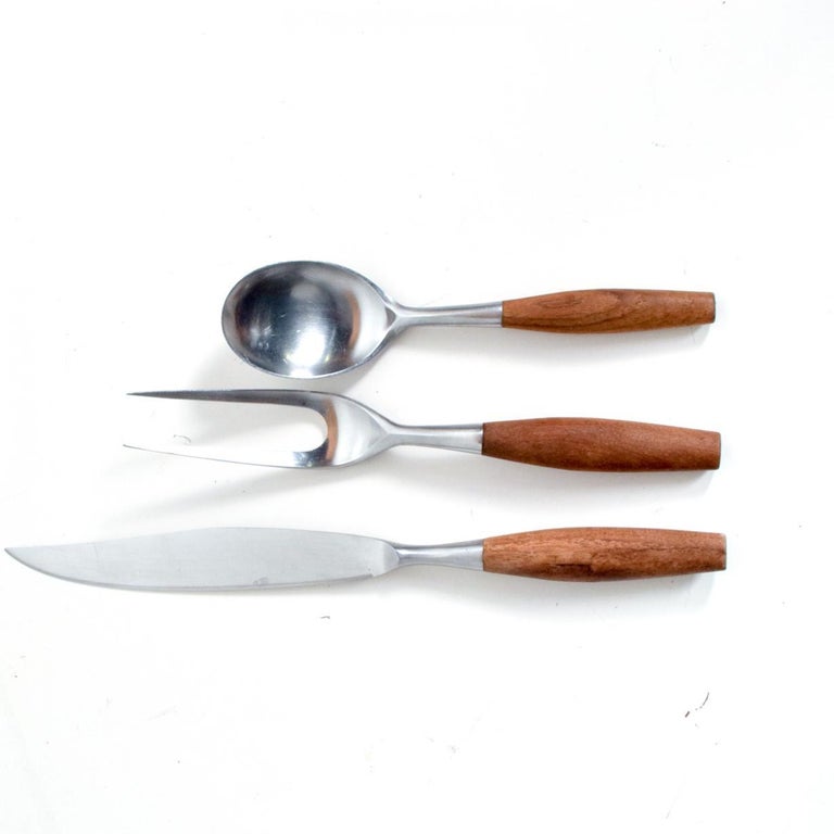 Midcentury Danish Modern Dansk Flatware Set 53 Pieces Teak Stainless ...