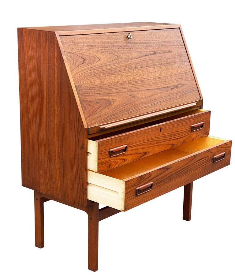 Midcentury Danish Modern Drop Front Desk in Teak For Sale at 1stDibs