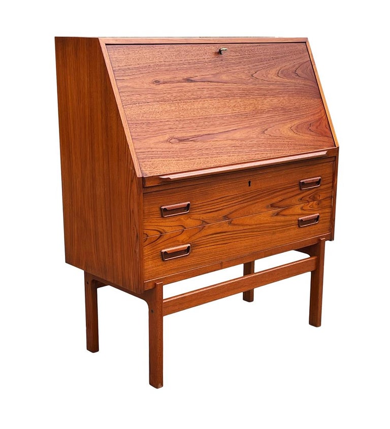 Midcentury Danish Modern Drop Front Desk in Teak For Sale at 1stDibs