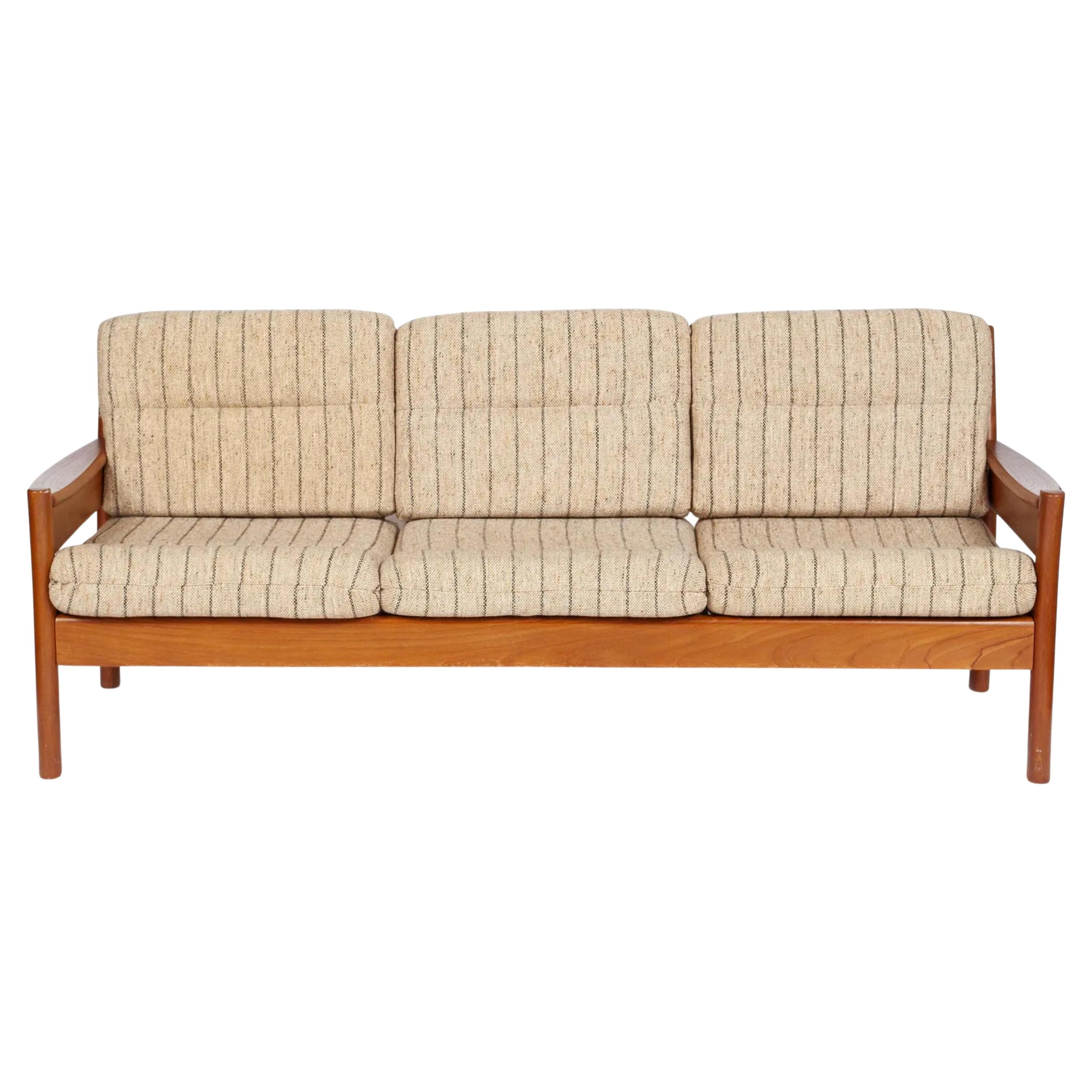 Mid-Century Modern Two Seater Black Leather& Teak Wood Sofa, Italy at ...