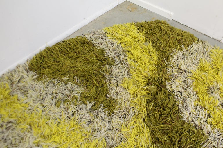 Midcentury Danish Modern Large Gigantic Wool Shag Rug at 1stDibs