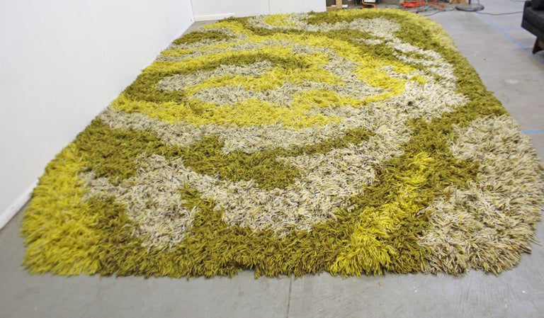 Midcentury Danish Modern Large Gigantic Wool Shag Rug at 1stDibs