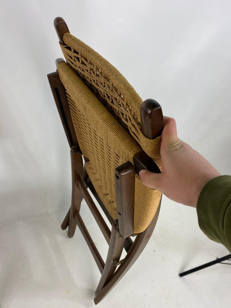 Mid Century Danish Modern Rope Folding Chairs Set of 2 at 1stDibs