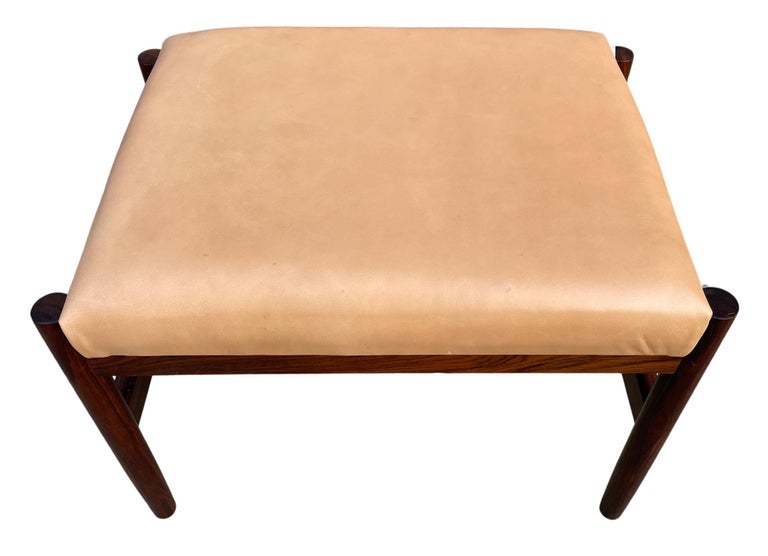 Mid Century Danish Modern Rosewood and Leather Small Stool Spottrup ...