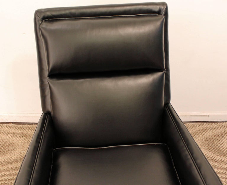 Midcentury Danish Modern Selig Leather Pencil-Leg Lounge Chair at 1stDibs