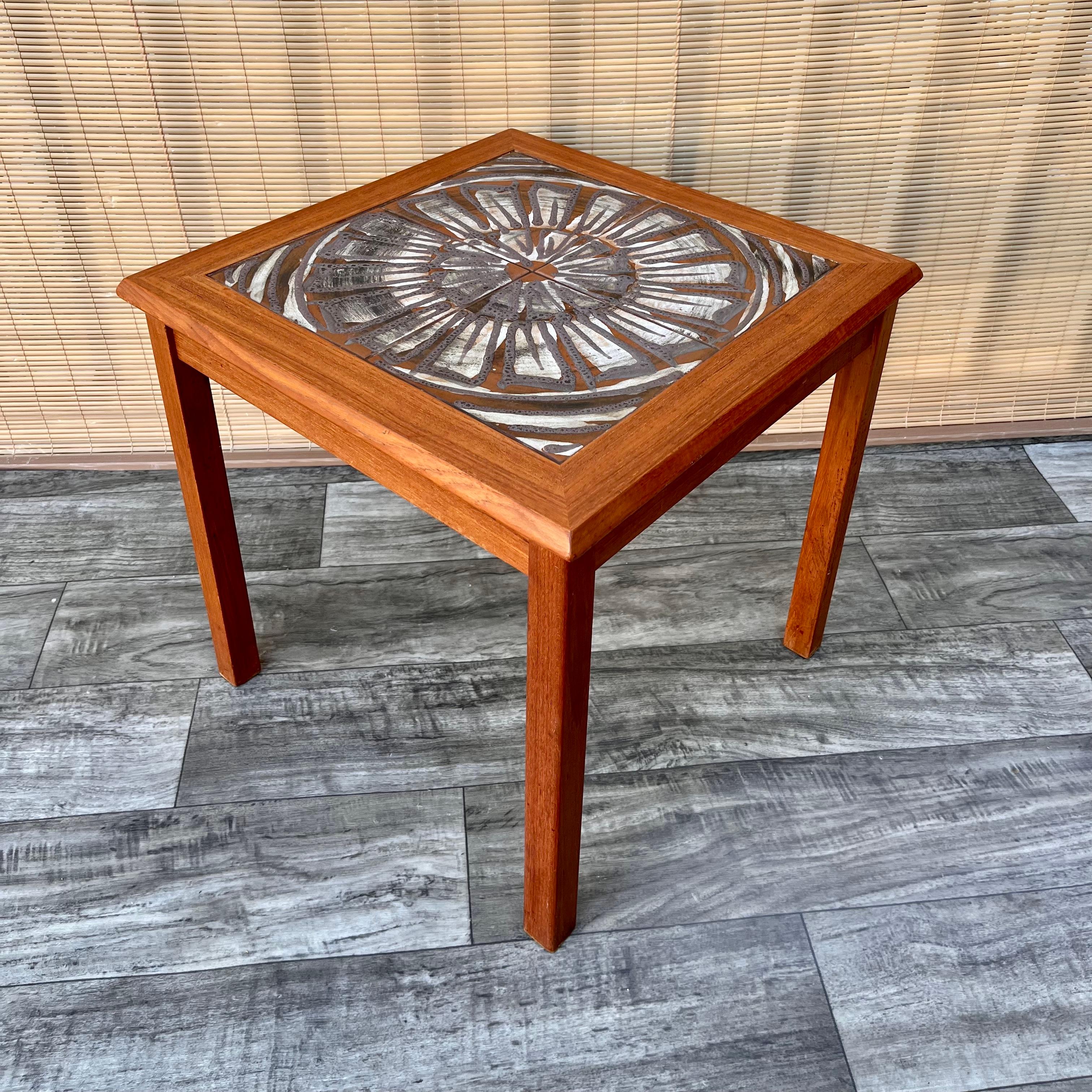 Mid Century Danish Modern Side Table With Ceramic Tile Inlays by Toften ...