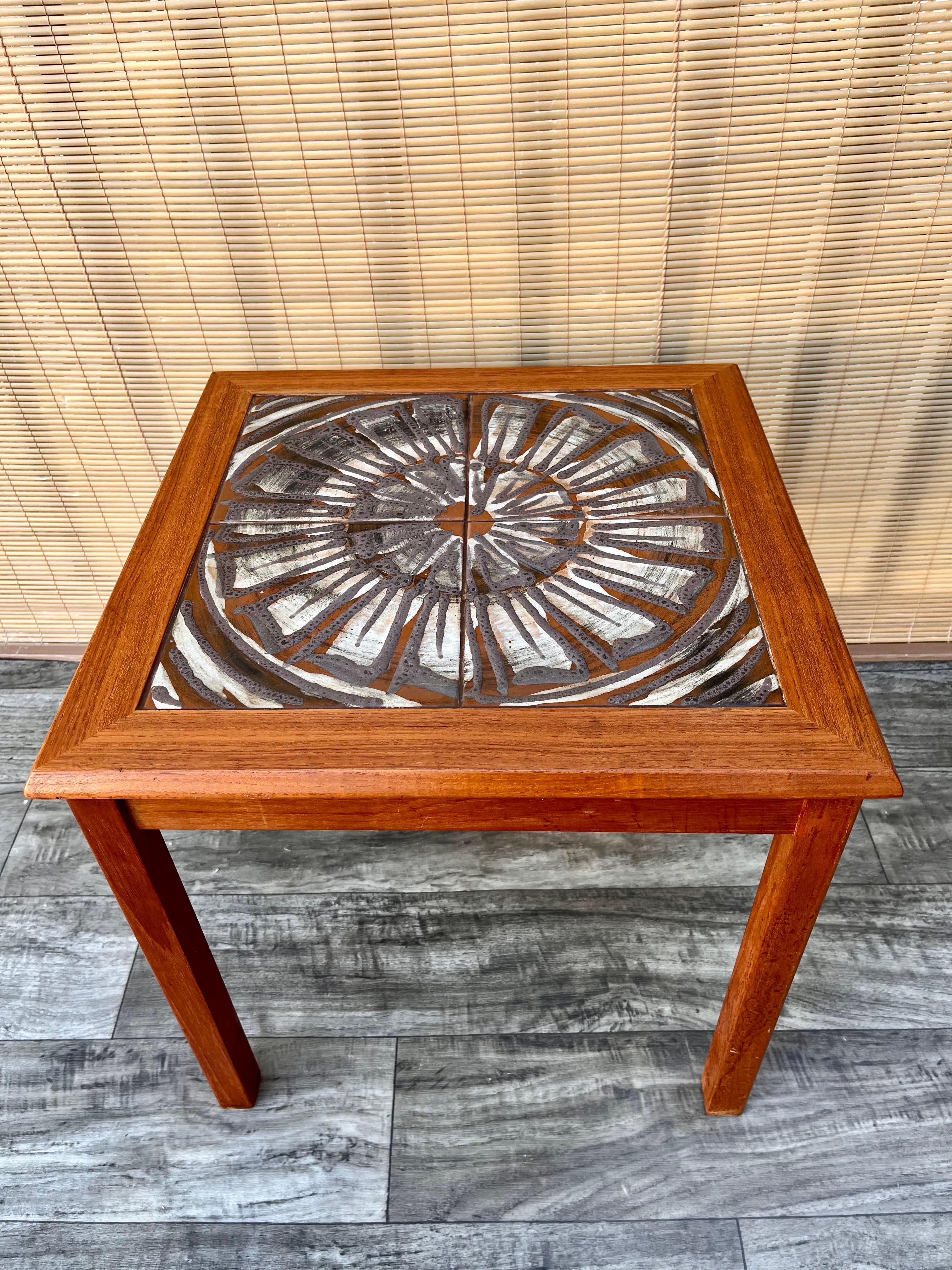 Mid Century Danish Modern Side Table With Ceramic Tile Inlays by Toften ...