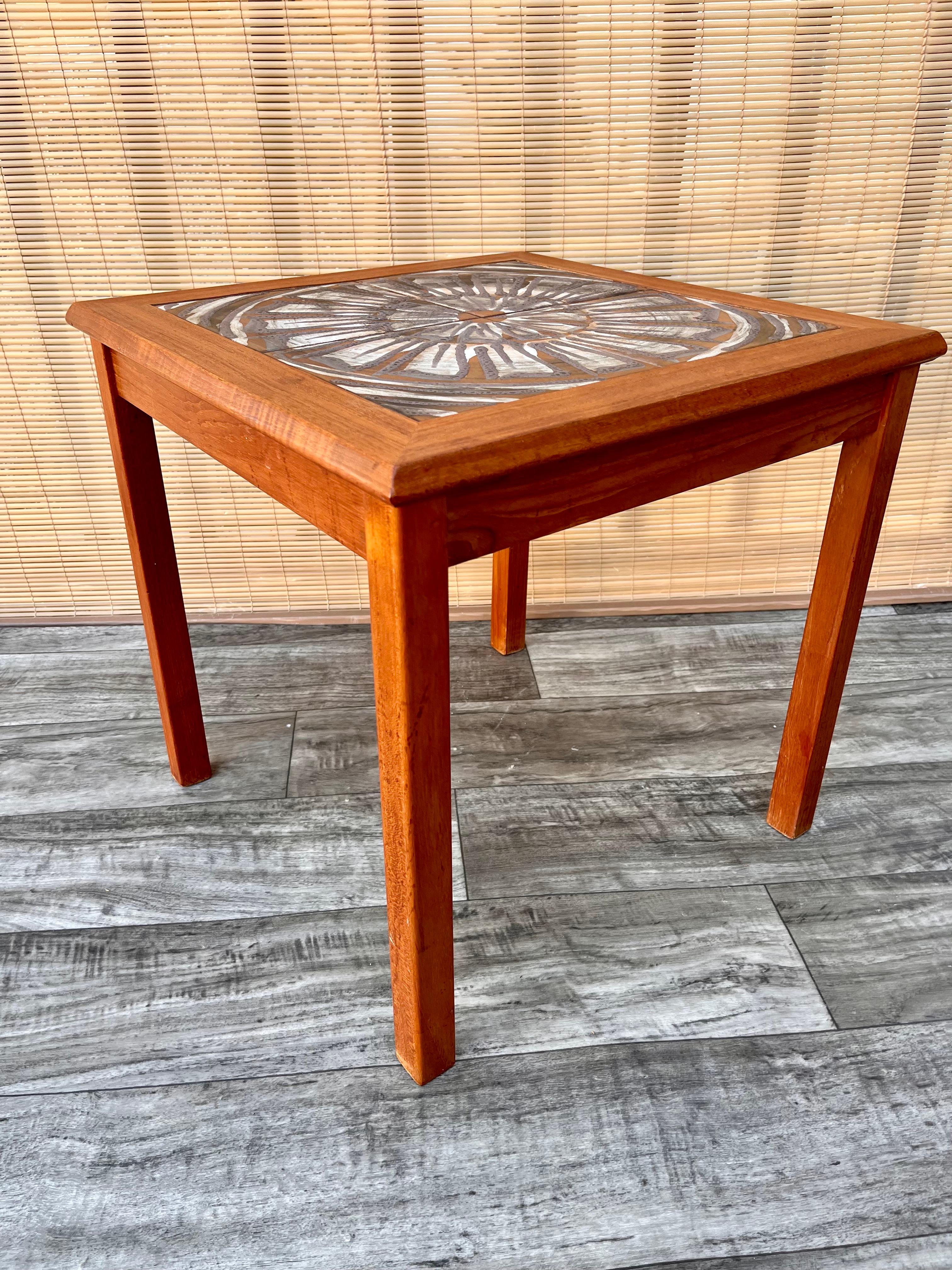Mid Century Danish Modern Side Table With Ceramic Tile Inlays by Toften ...