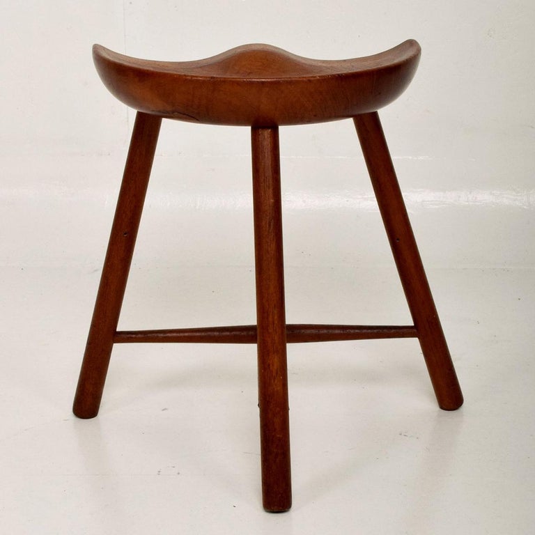 Scandinavian Sculpted Solid Teak Wood Modern Low COUNTER STOOL 1950s at ...