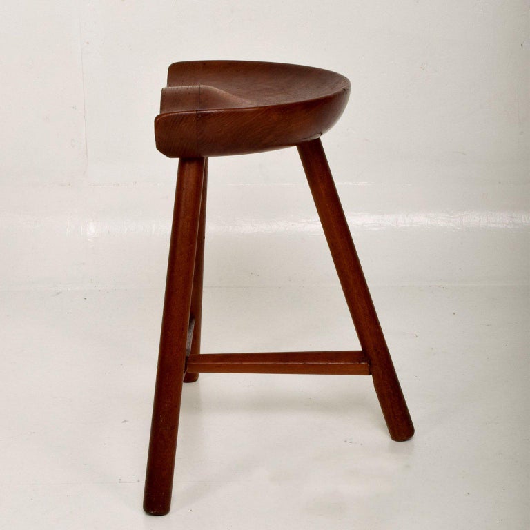 Scandinavian Sculpted Solid Teak Wood Modern Low COUNTER STOOL 1950s at ...