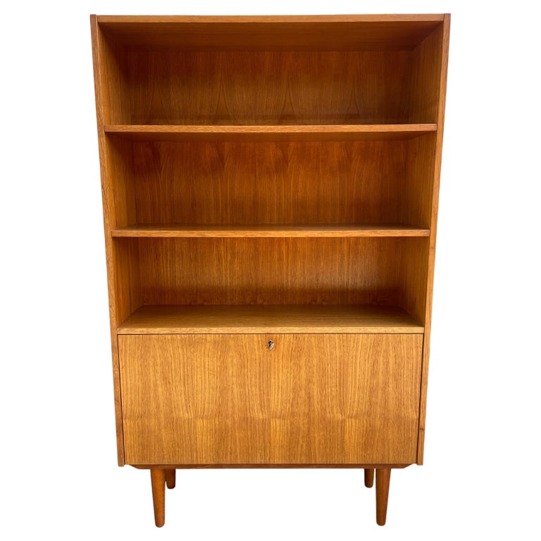 Mid-Century Danish Modern Tall Bookcase with Lower Storage Unit with ...