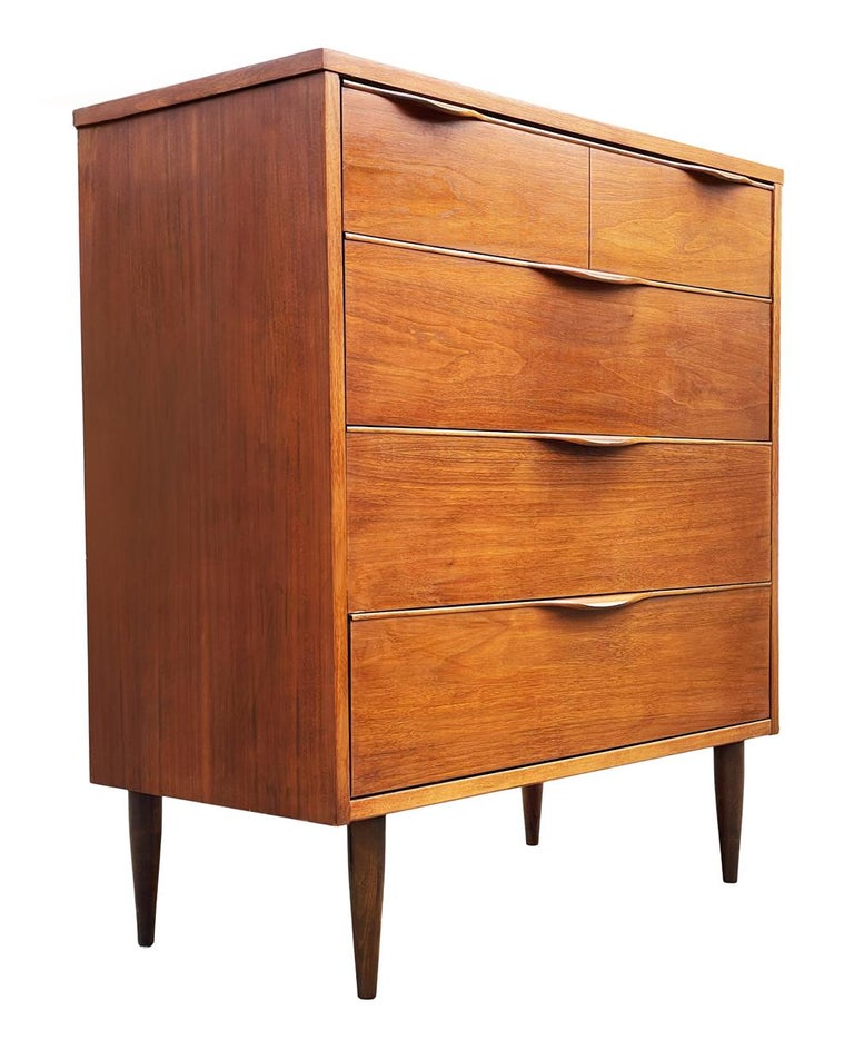 Midcentury Danish Modern Tall Chest of Drawers or Dresser in Walnut For ...