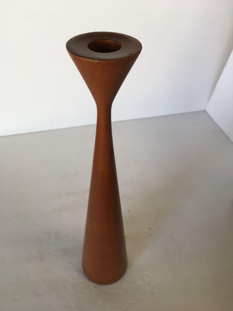 Mid-Century Danish Modern Tall Teak Candlestick Holder by Rude Osolnik ...