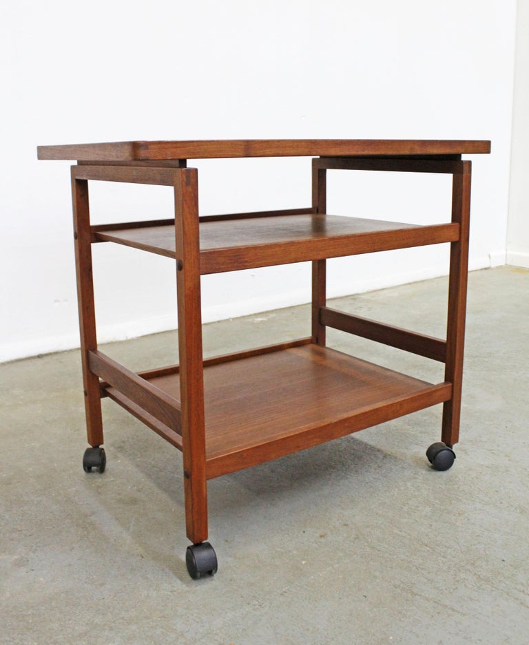Midcentury Danish Modern Teak Bar/ Tea Serving Cart on Wheels at ...