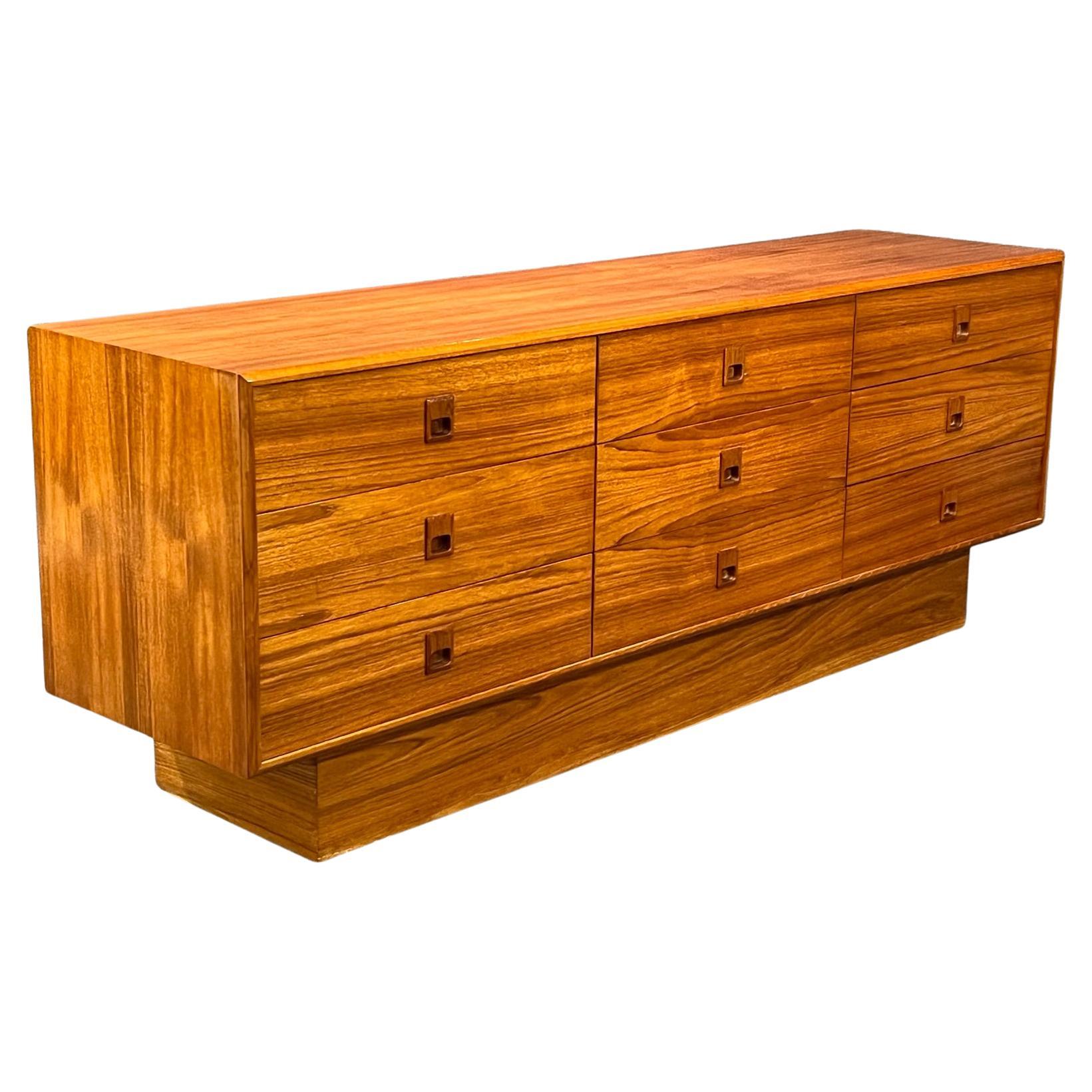 Large Sideboard Credenza with Oak Frame Lacquered Drawers and Lucite ...