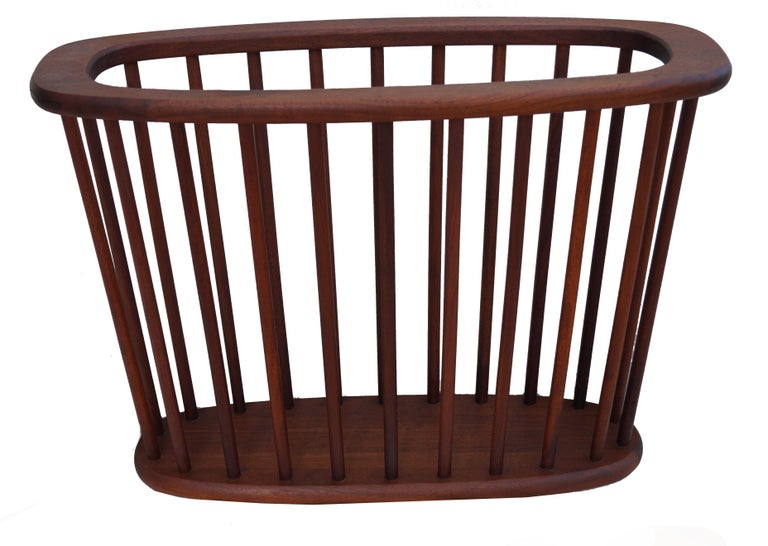 Midcentury Danish Modern Teak Floor Magazine Rack Stand Holder at 1stDibs