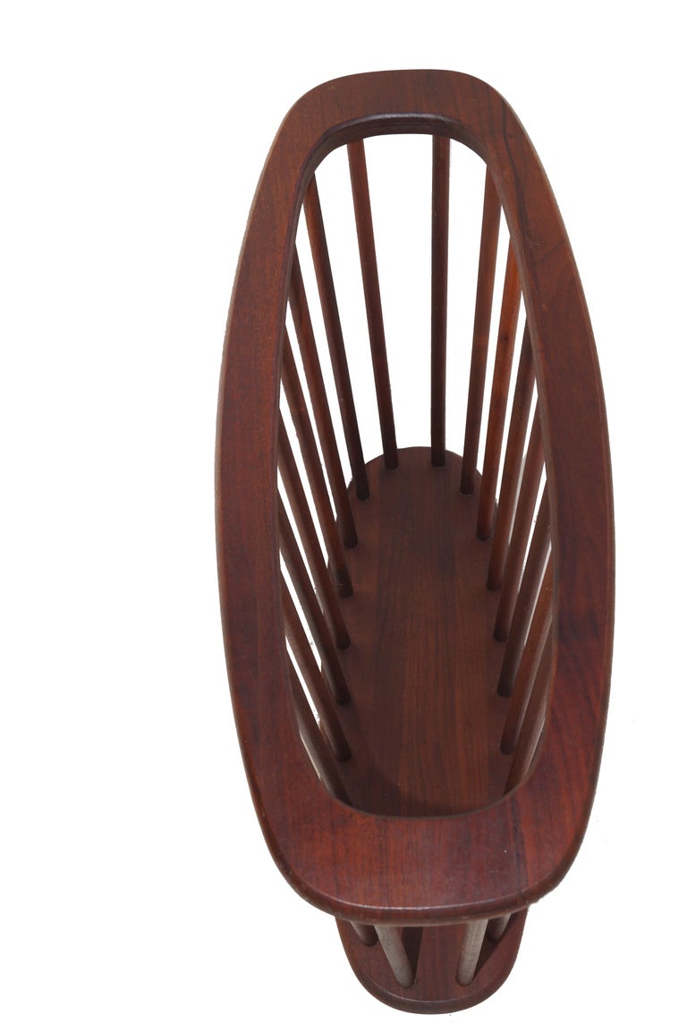 Midcentury Danish Modern Teak Floor Magazine Rack Stand Holder at 1stDibs