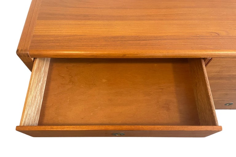 Mid-Century Danish Modern Teak Low 8 Drawer Dresser with Brass Finger ...