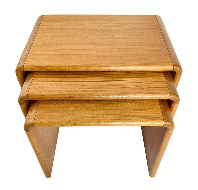 Mid-Century Danish Modern Teak Waterfall Nesting Tables, Set of 3 For ...