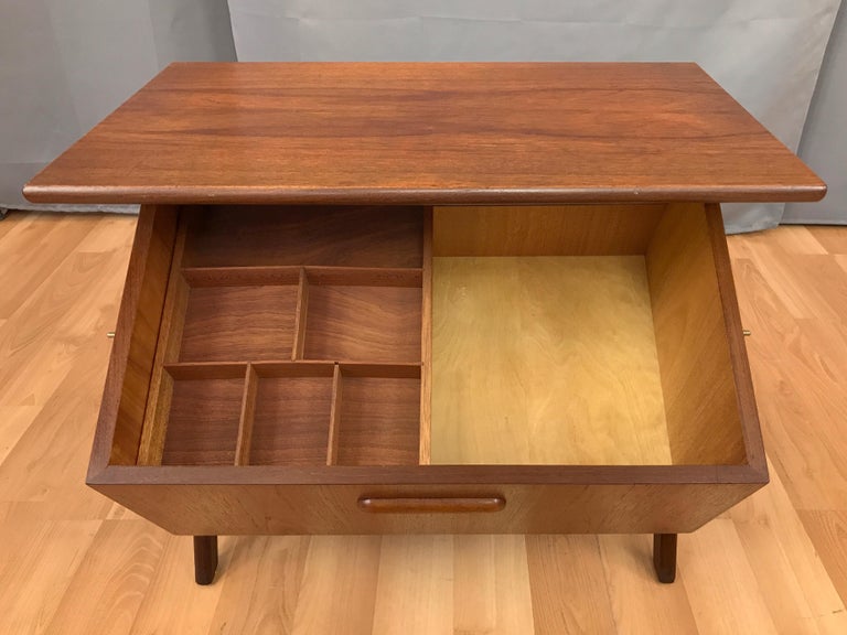 Midcentury Danish Modern Teak Sewing Box Table at 1stDibs