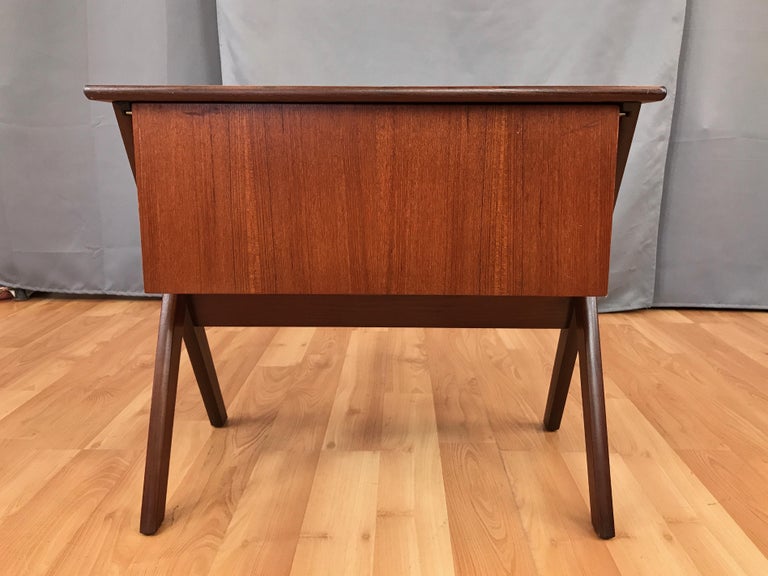 Midcentury Danish Modern Teak Sewing Box Table at 1stDibs