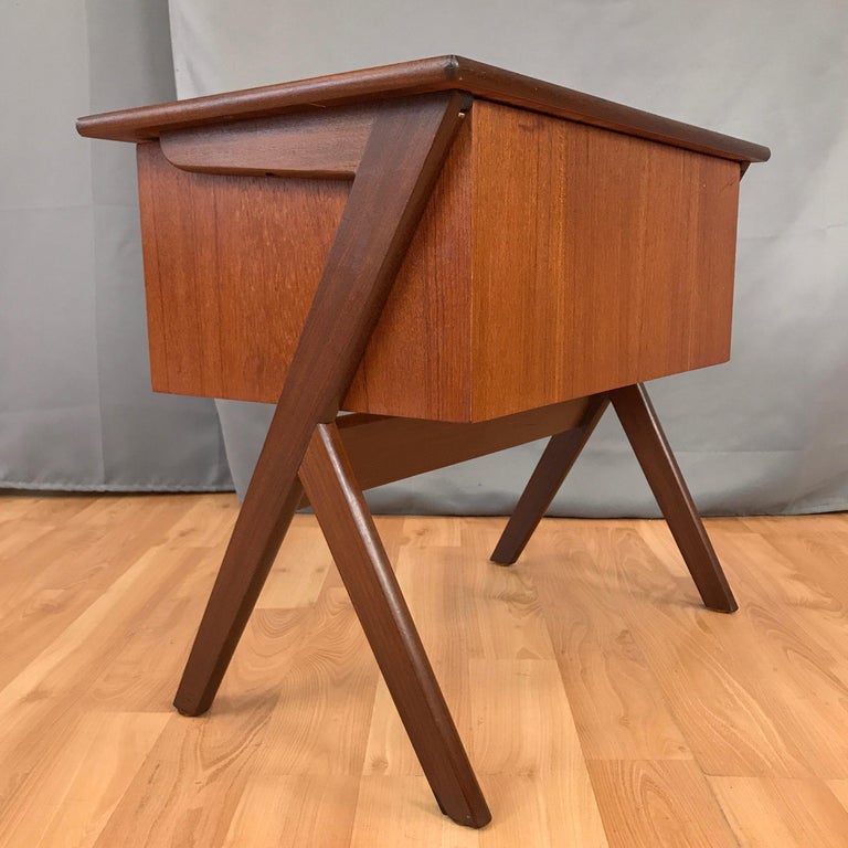 Midcentury Danish Modern Teak Sewing Box Table at 1stDibs