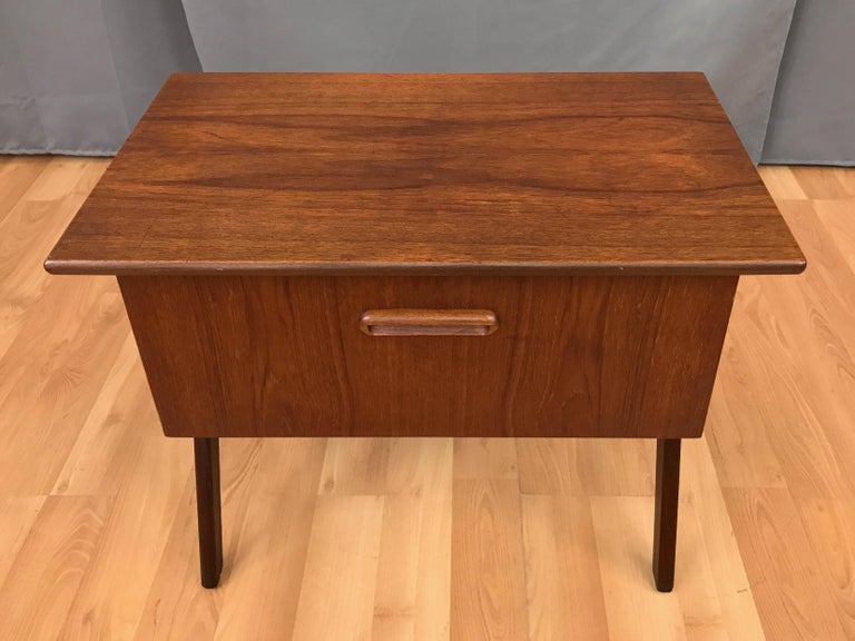 Midcentury Danish Modern Teak Sewing Box Table at 1stDibs
