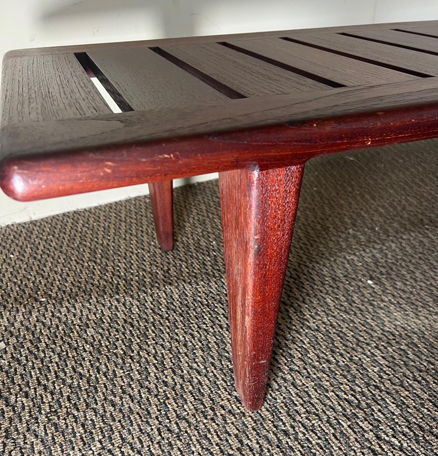 Midcentury Danish Modern Teak Slatted Bench Hans Wegner JH-574 Johannes ...