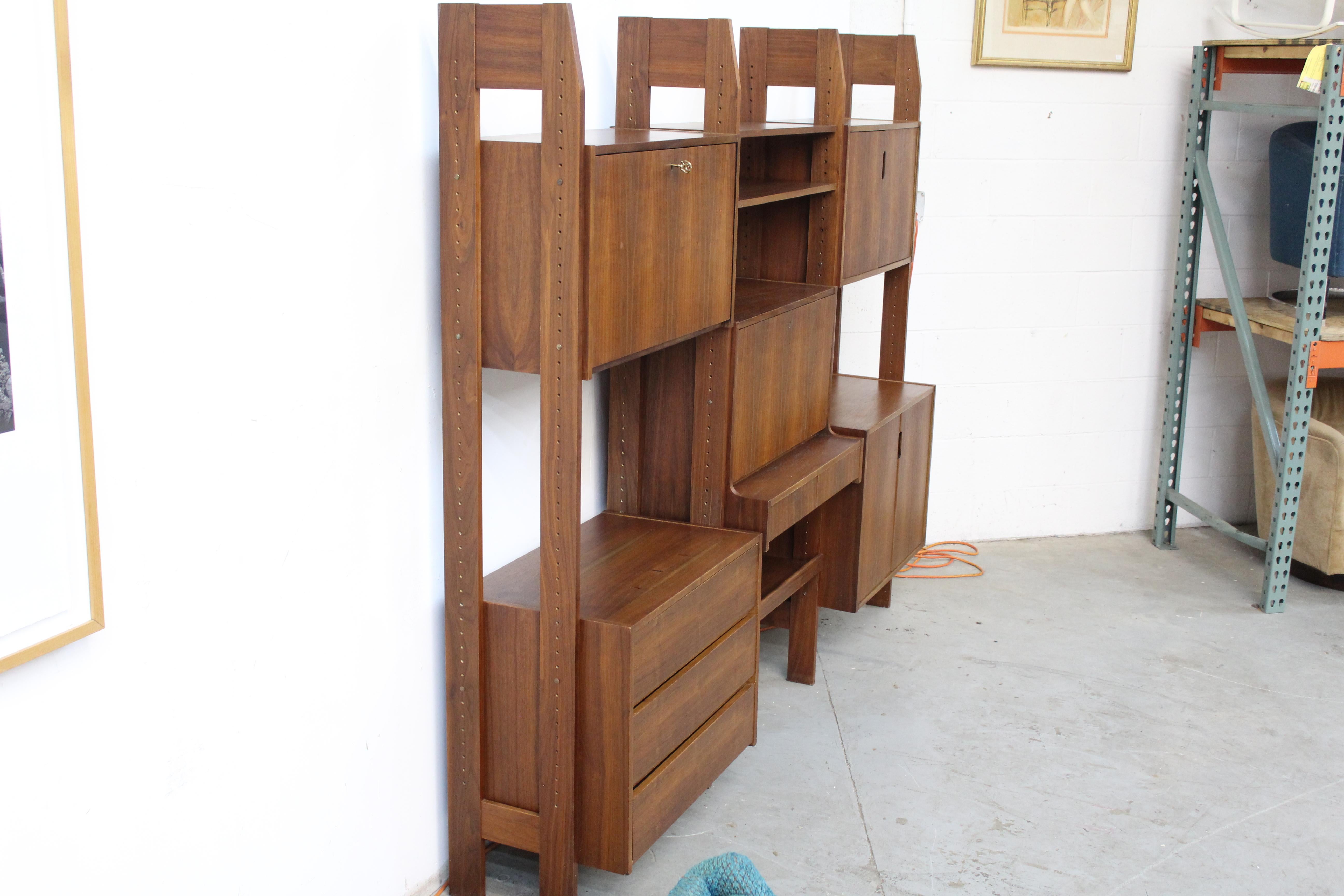 Mid Century Danish Modern Teak Wall Unit System For Sale at 1stDibs