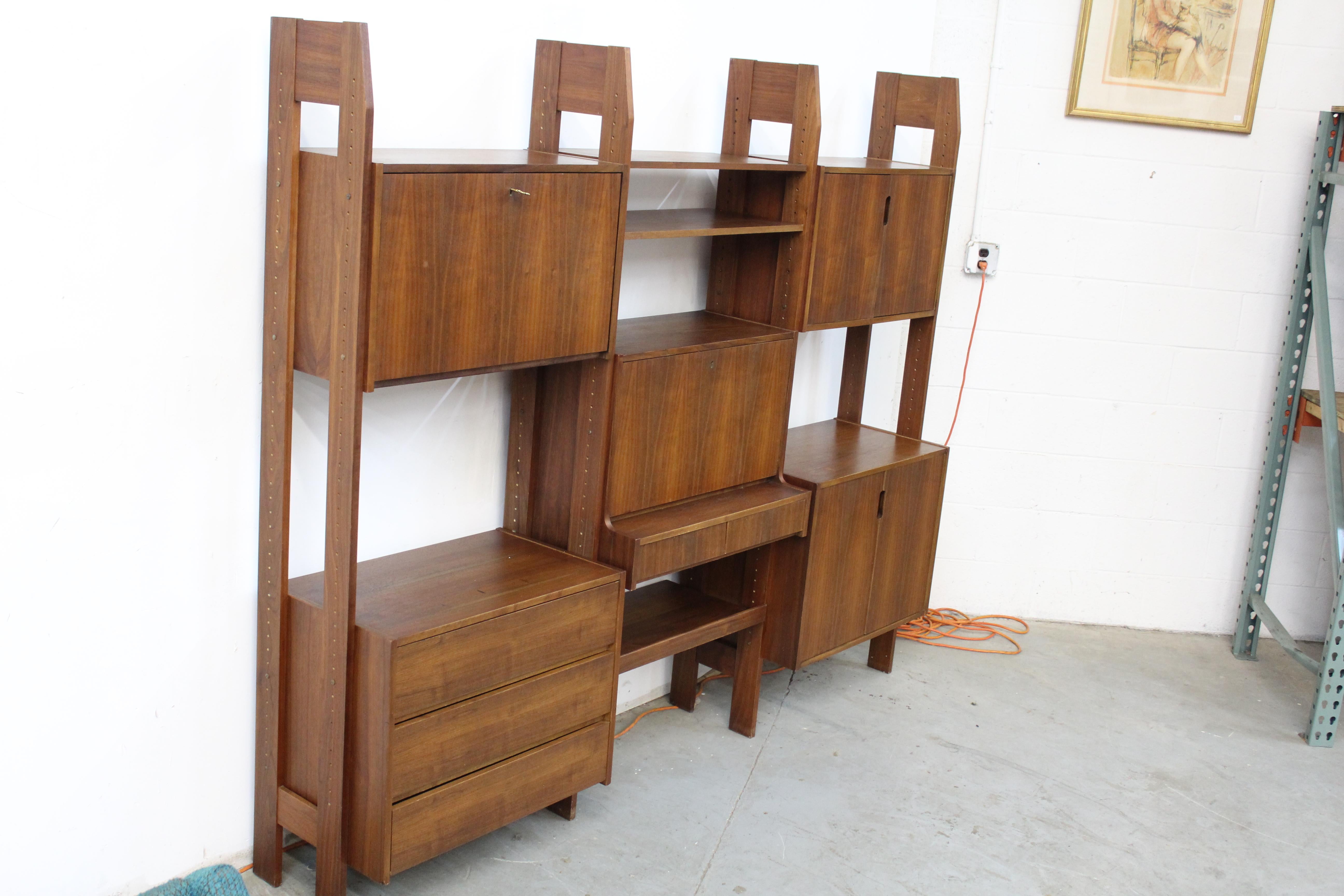 Mid Century Danish Modern Teak Wall Unit System For Sale at 1stDibs