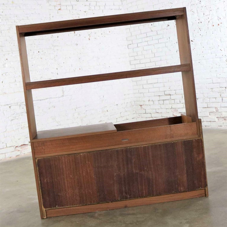 Midcentury Danish Modern Walnut Expanding Entertainment Bookcase Desk ...