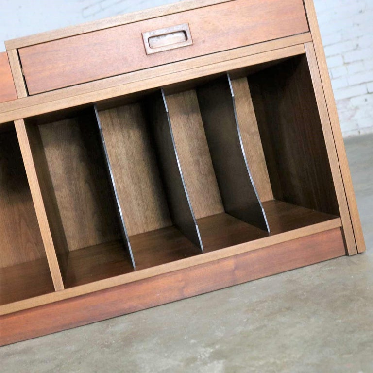 Midcentury Danish Modern Walnut Expanding Entertainment Bookcase Desk ...
