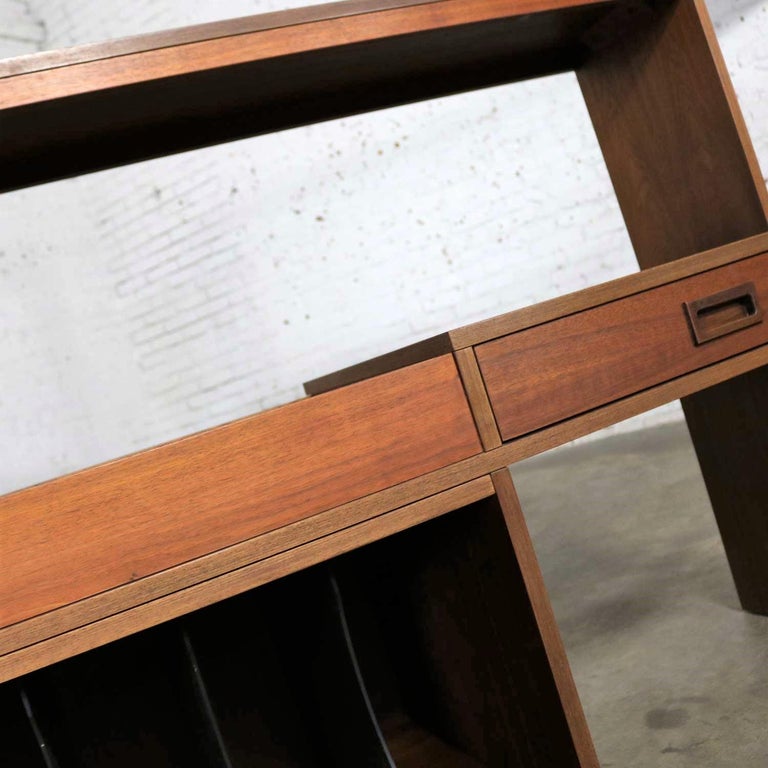 Midcentury Danish Modern Walnut Expanding Entertainment Bookcase Desk ...