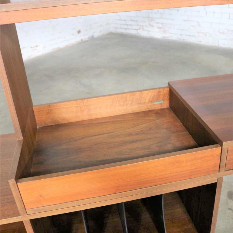 Midcentury Danish Modern Walnut Expanding Entertainment Bookcase Desk ...