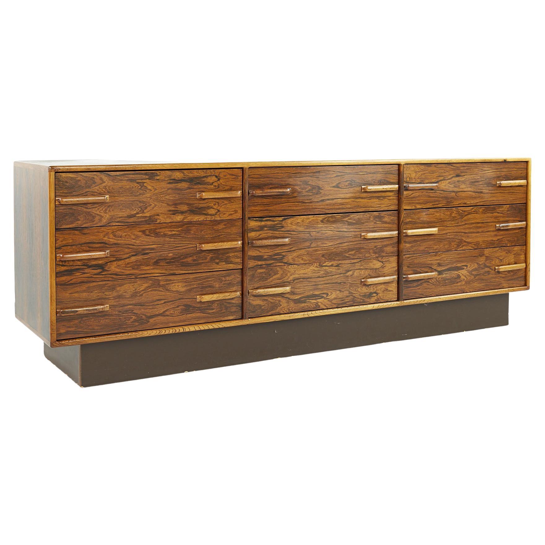 Mid Century Walnut 6 Drawer Lowboy Dresser at 1stDibs