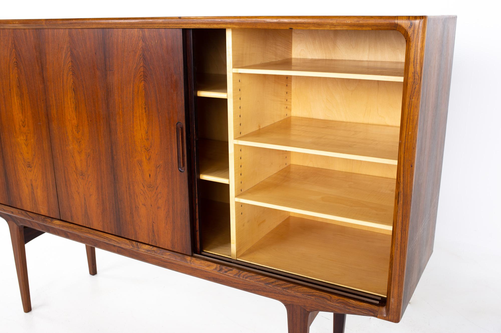 Mid Century Danish Rosewood Tall Sideboard Buffet Credenza at 1stDibs