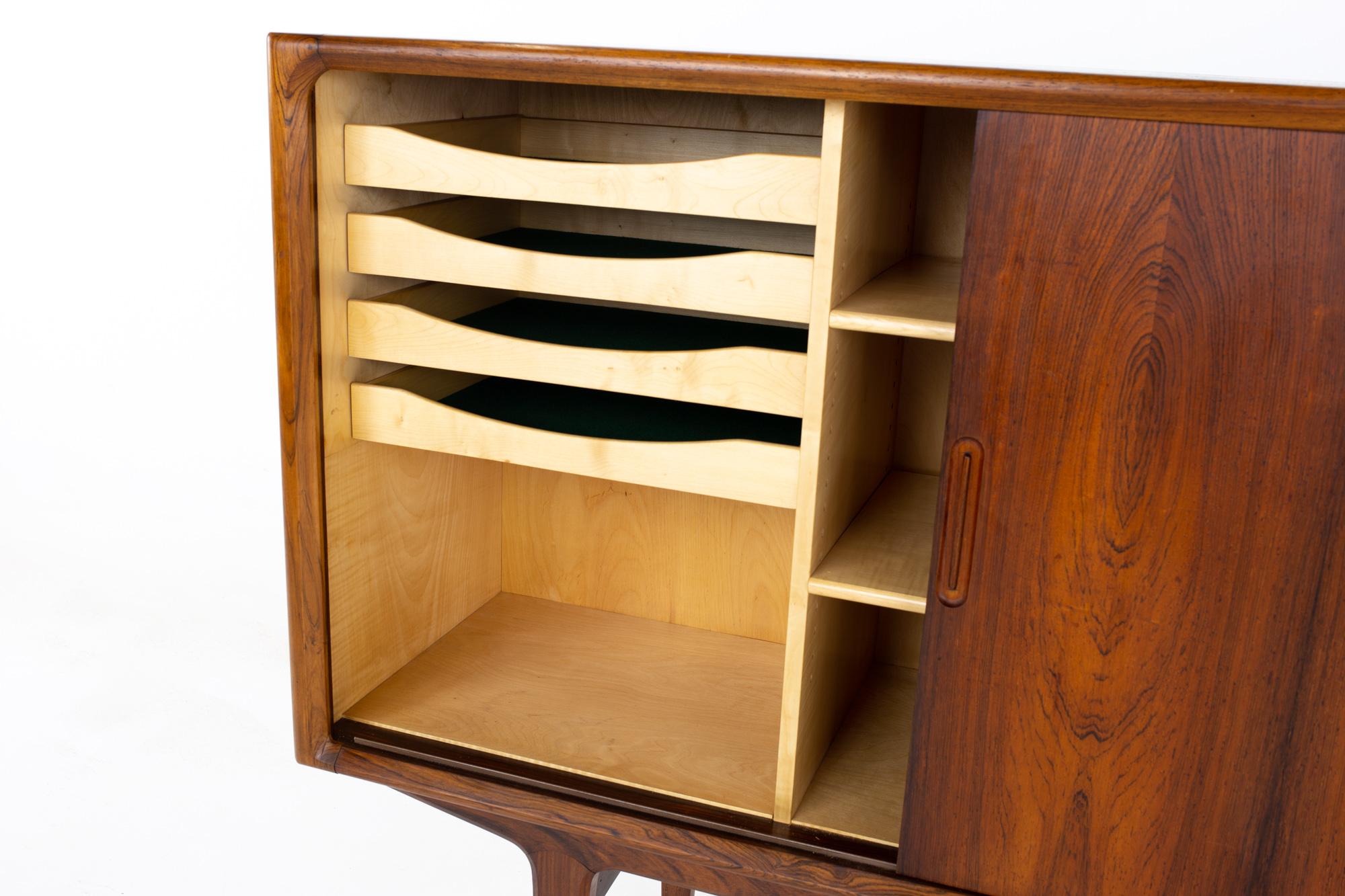 Mid Century Danish Rosewood Tall Sideboard Buffet Credenza at 1stDibs