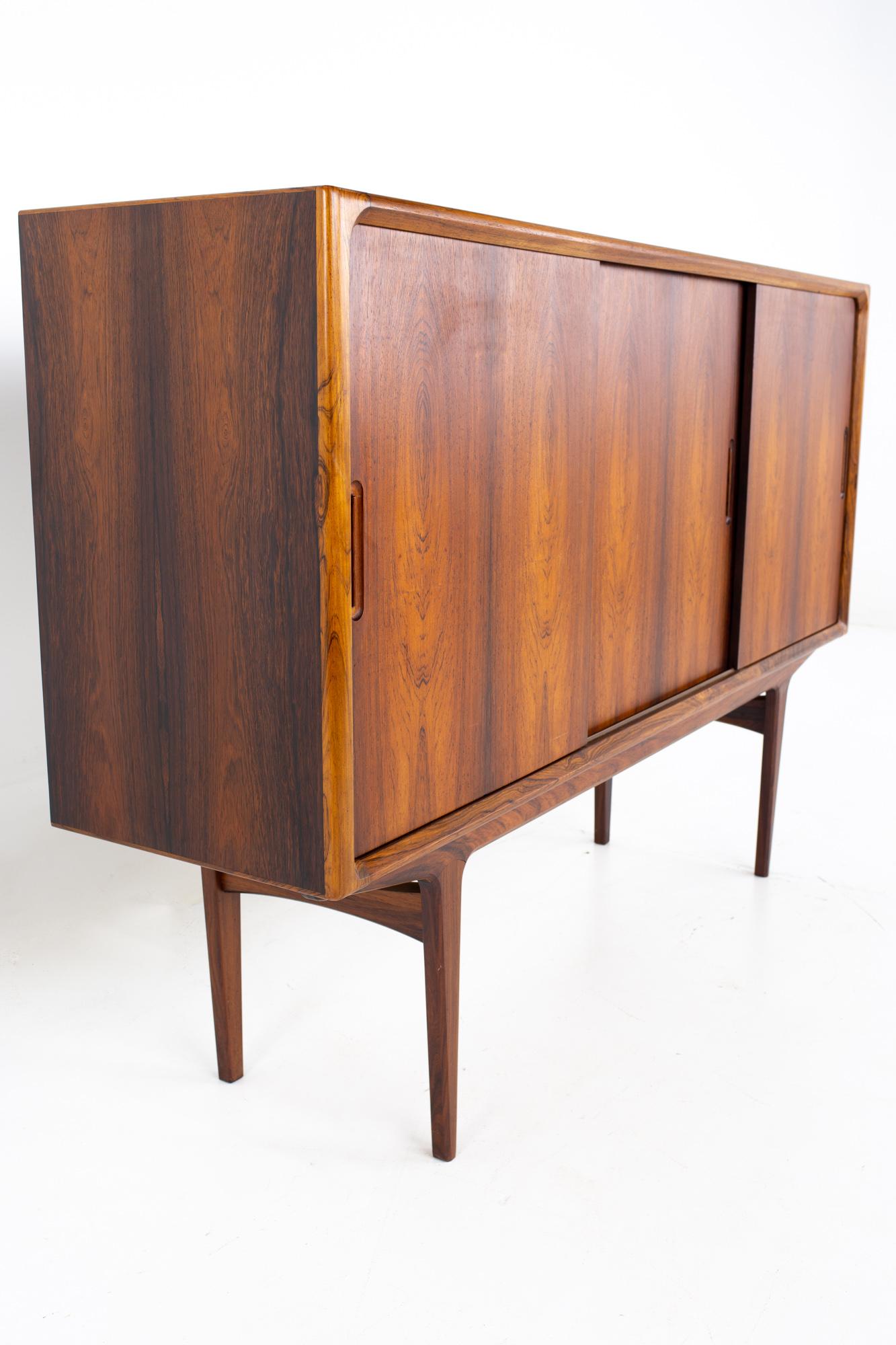 Mid Century Danish Rosewood Tall Sideboard Buffet Credenza at 1stDibs