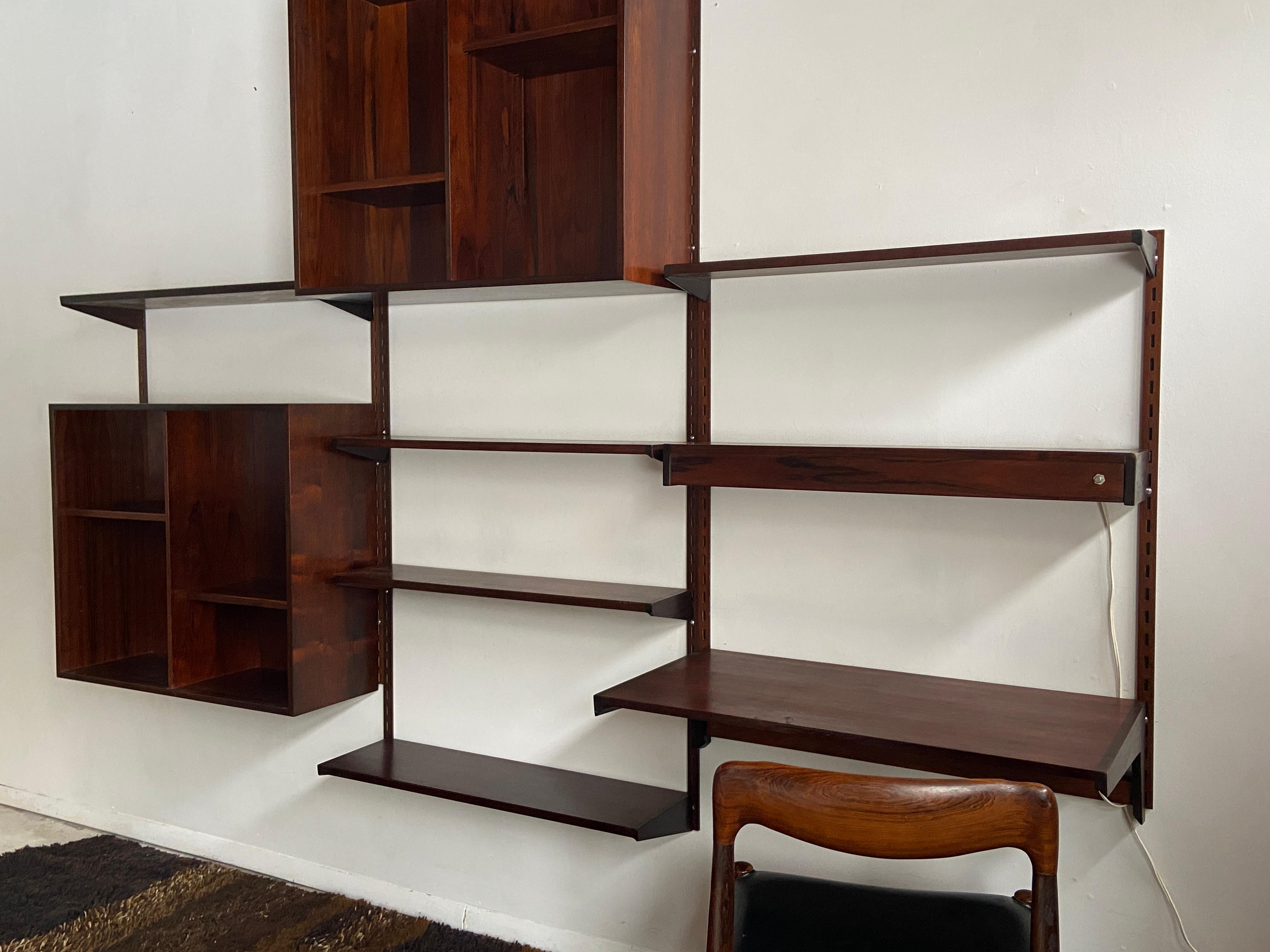 Mid century Danish rosewood wall unit by Kai Kristiansen FM, with desk ...
