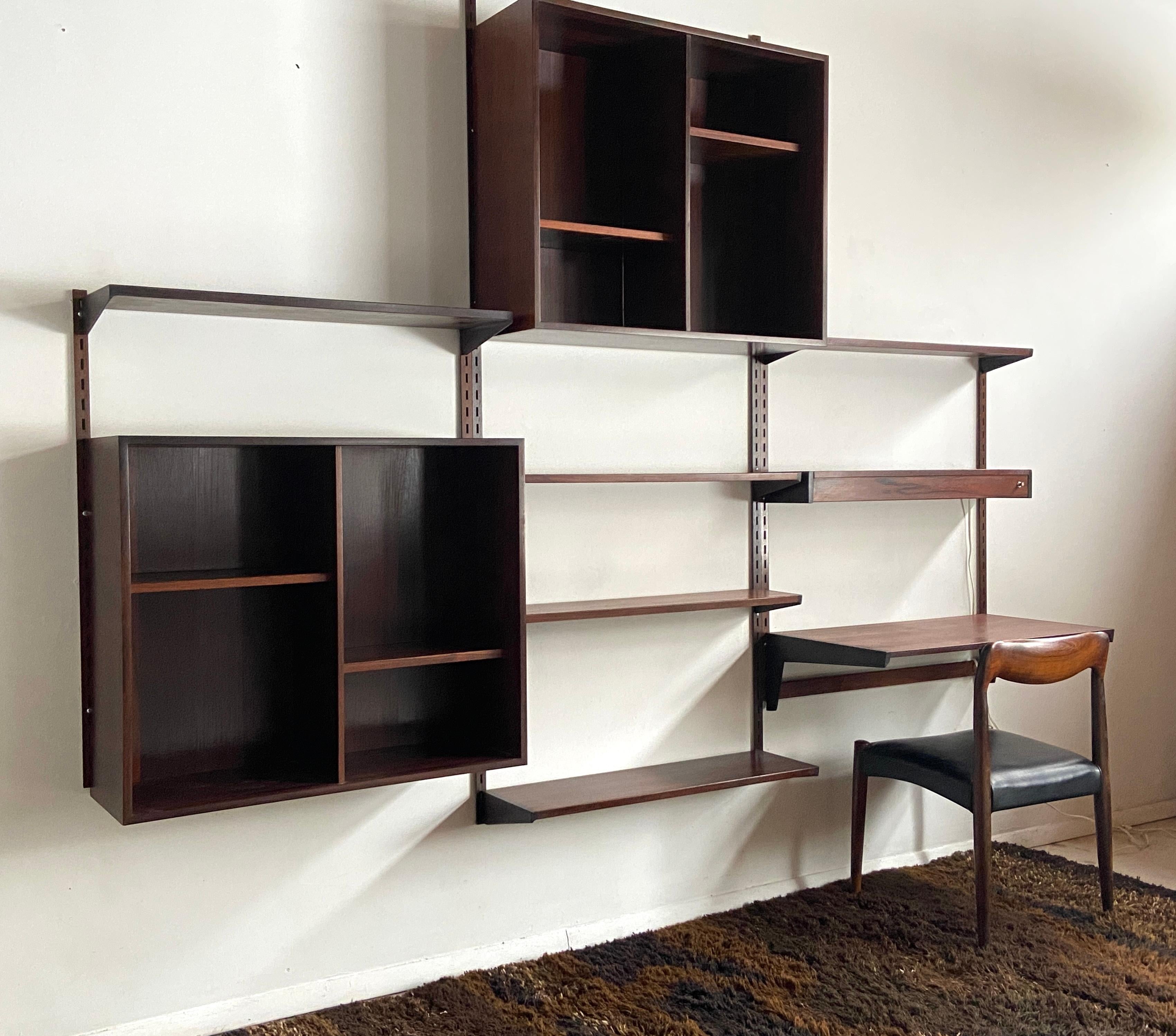 Mid century Danish rosewood wall unit by Kai Kristiansen FM, with desk ...