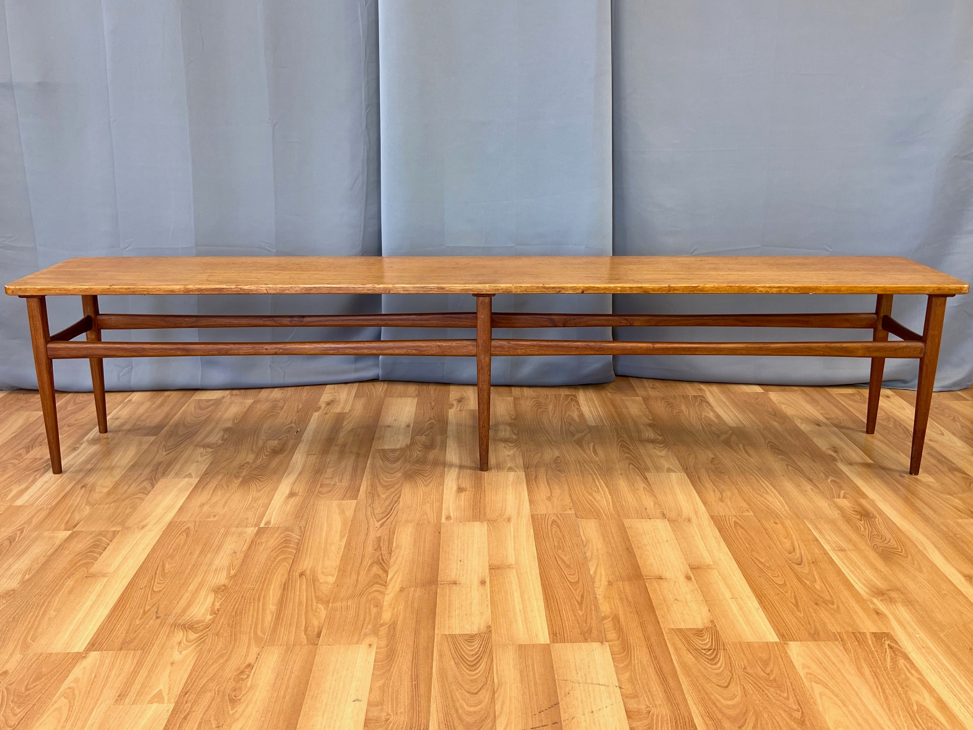 Mid-Century Danish Seven-Foot-Long Teak Bench, 1960s For Sale at 1stDibs
