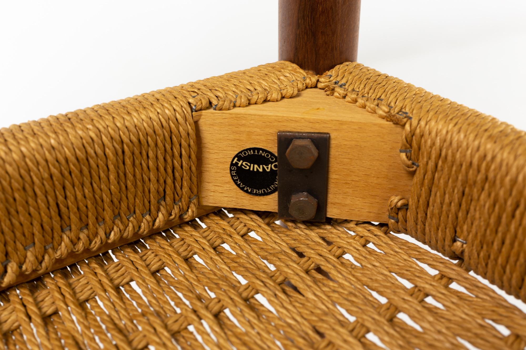 Mid-Century Danish Teak and Rope Dining Chairs, Set of 4 at 1stDibs