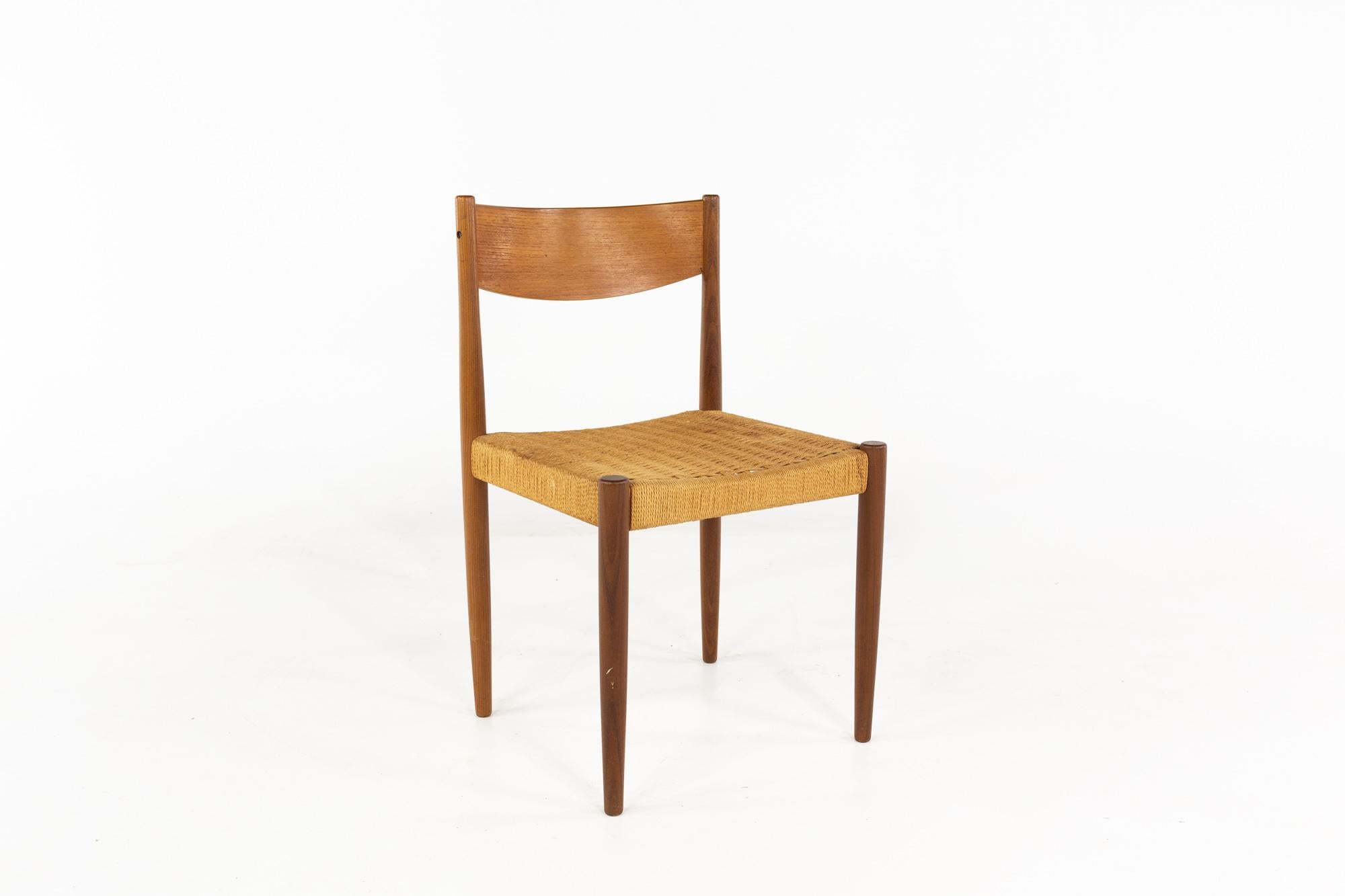 Mid-Century Danish Teak and Rope Dining Chairs, Set of 4 at 1stDibs