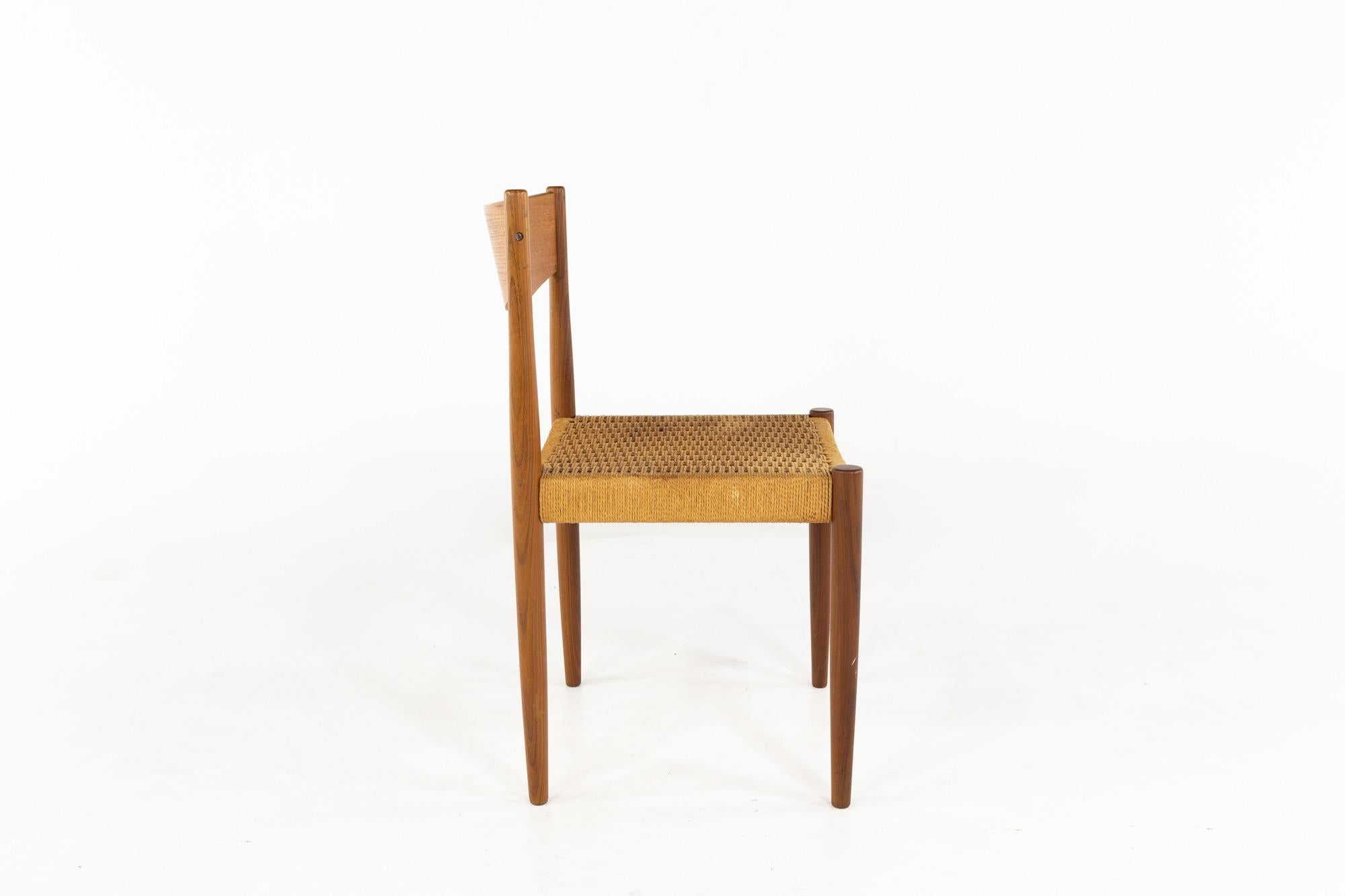 Mid-Century Danish Teak and Rope Dining Chairs, Set of 4 at 1stDibs