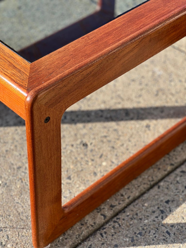 Mid Century Danish Teak and Smoked Glass Side/Cocktail Table by Komfort ...