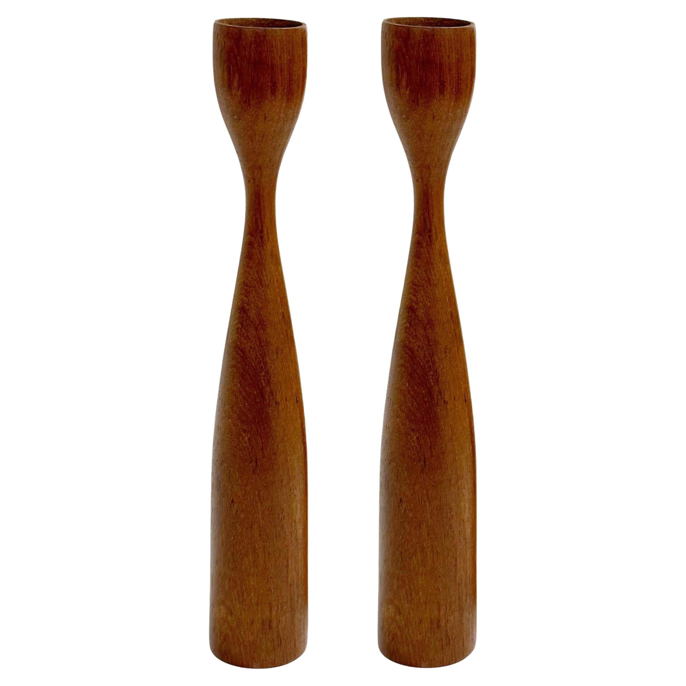 Mid-Century Danish Modern Teak Candlestick Holder by Rude Osolnik, Pair ...