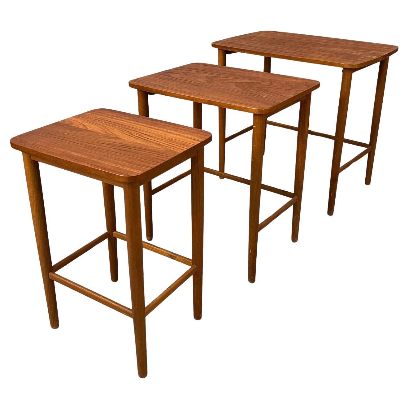 Pair Danish Teak Nesting Tables For Sale At 1stdibs