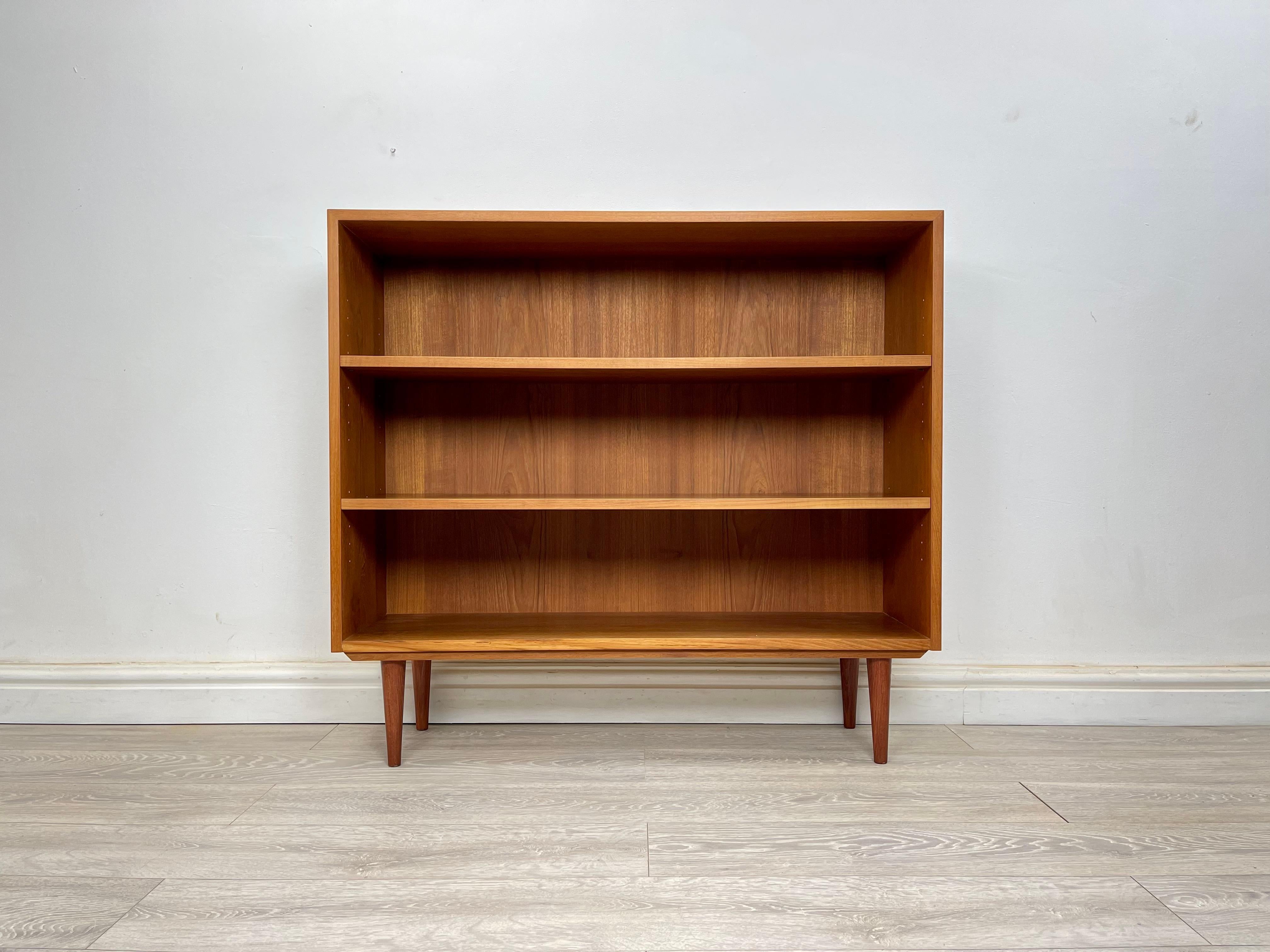 Midcentury Danish Teak Open Bookcase For Sale at 1stDibs